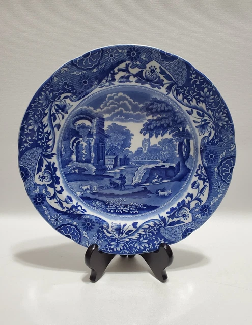 SPODE COPELAND, ITALIAN, Blue & White Country Scene, 9" Luncheon Plate ...