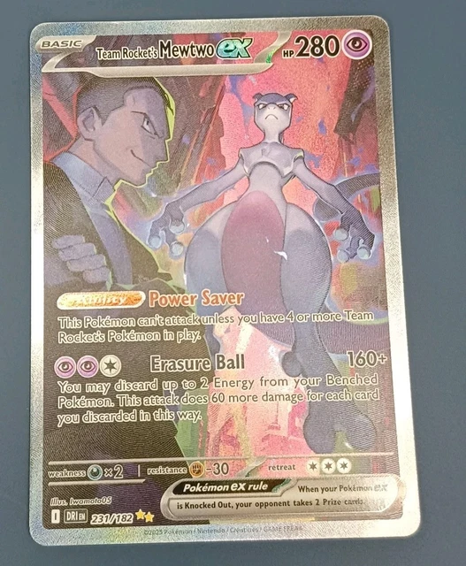 POKÉMON TCG DESTINED Rivals Team Rocket's Mewtwo EX Full Art Card 231/ ...