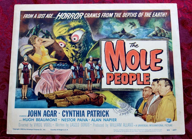 THE MOLE PEOPLE John Agar Horror Science Fiction 1956 Orig Title Lobby ...