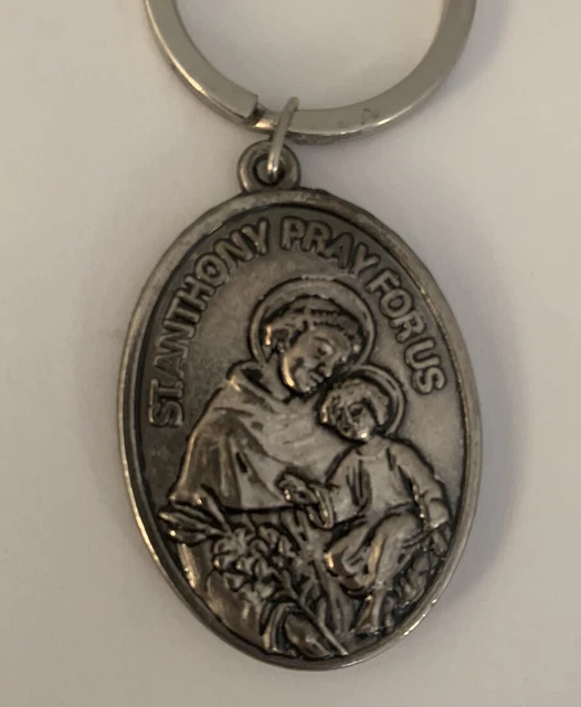 ST. ANTHONY ST. Jude Pray For Us Catholic Religious Key Chain Silver ...
