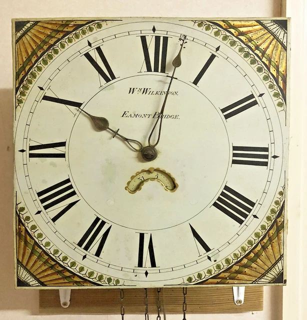 PAINTED ENAMEL LONGCASE Clock Face and 30 hour Movement inc. weight and ...