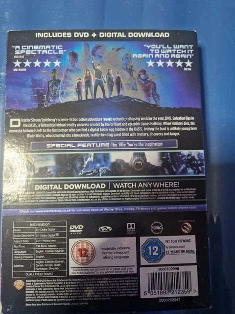 READY PLAYER ONE DVD 2018 Release, New Sealed £4.35 - PicClick UK