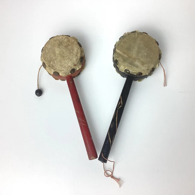 2 X VINTAGE Spinning Hand Drums Rattle African Musical Instrument (C2 ...