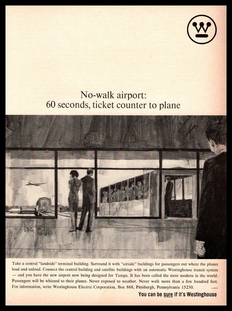 1965 WESTINGHOUSE PITTSBURGH PA Airport Terminal Building Lobby Vintage ...