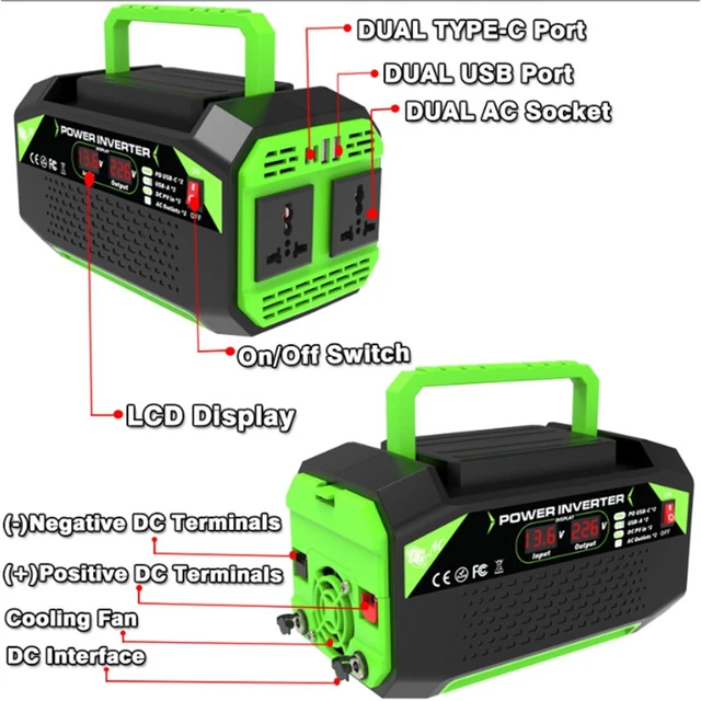 UNIVERSAL SOCKET 300W 12V to 220V Inverter Dual Outlets / 4 USB ...
