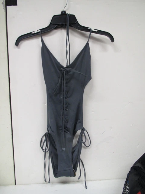 SKIMS WOMEN'S GUNMETAL Recycled Swim Lace Up Monokini OP-BRF-2794 Size ...