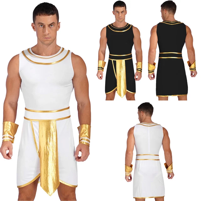 UK MENS ANCIENT Egypt King Pharaoh Toga God Costume Halloween Role Play ...