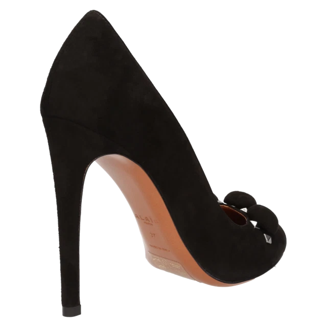 ALAÏA PARIS VELVET Studded Laser Cut Studs Bomb Court Shoes Highheels ...