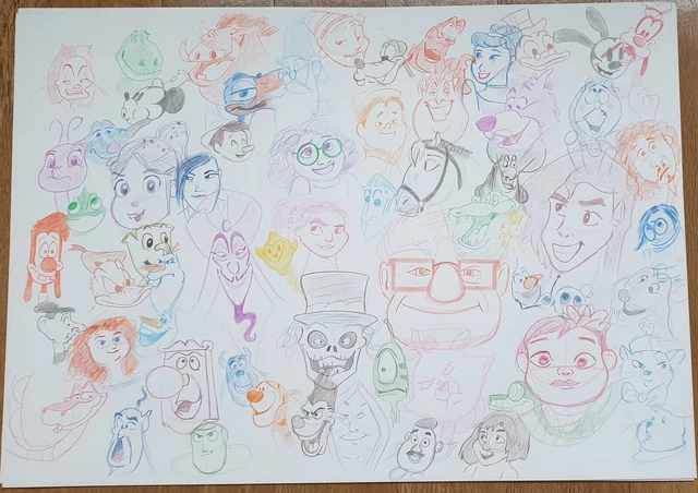 DISNEY MASTER SKETCH Sheet A2 Disneyland, Mickey Mouse, Mulan, Stitch ...