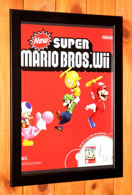 2009 NEW SUPER Mario Bros. Wii Nintendo Rare promo Small Poster / Ad ...