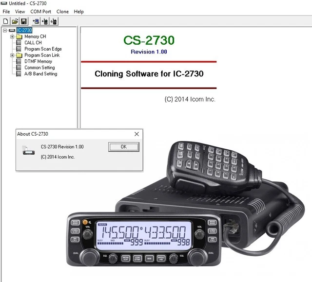 ICOM CS-2730 REV. 1.0 PROGRAMMING & CLONE SOFTWARE for IC-2730A, IC ...