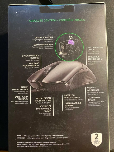 RAZER VIPER ULTRALIGHT Ambidextrous Wired Optical Gaming Mouse 16,000 ...