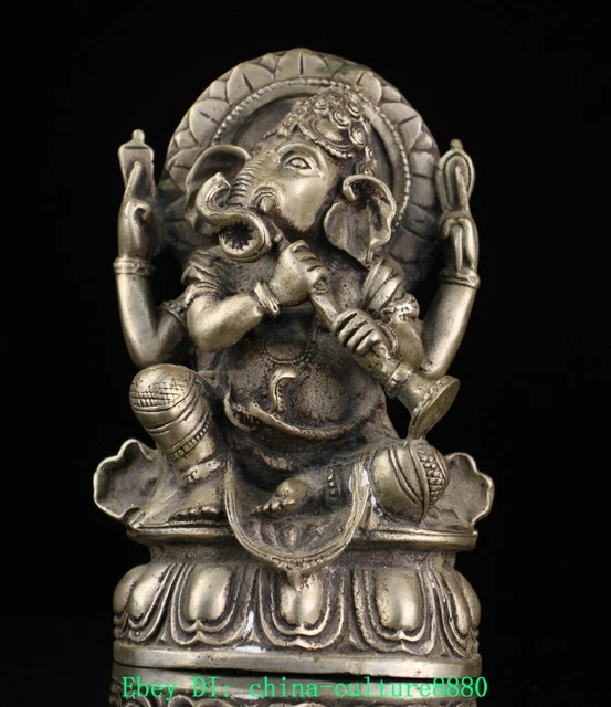 VIEUX TIBÉTAIN BRONZE argent quatre bras main ganapati mammouth Dieu EUR 120,00 - PicClick FR