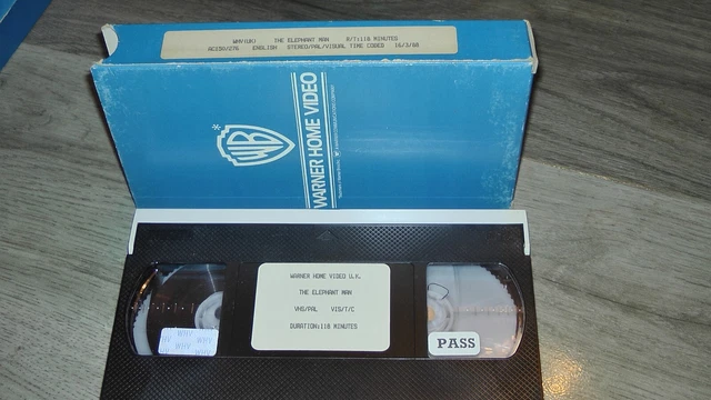 THE ELEPHANT MAN VHS Video Timecode Sample Dealer Tape Warner Pre Cert ...
