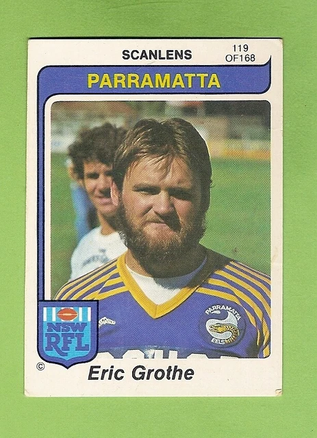 1980 PARRAMATTA Eels Scanlens Rugby League Card #119 Eric Grothe EUR 11 ...