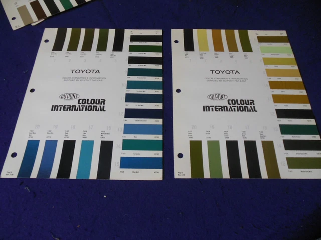ORIGINAL 1980 DUPONT Color Chart Sheets 1980 Toyota Includes Celica 8 ...