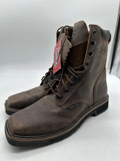 TRIED ON JUSTIN Original Workboots 8" Men's Square Steel Toe Style ...