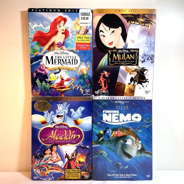 THE LITTLE MERMAID / ALADDIN / MULAN / FINDING NEMO (DVD Lot) Disney ...