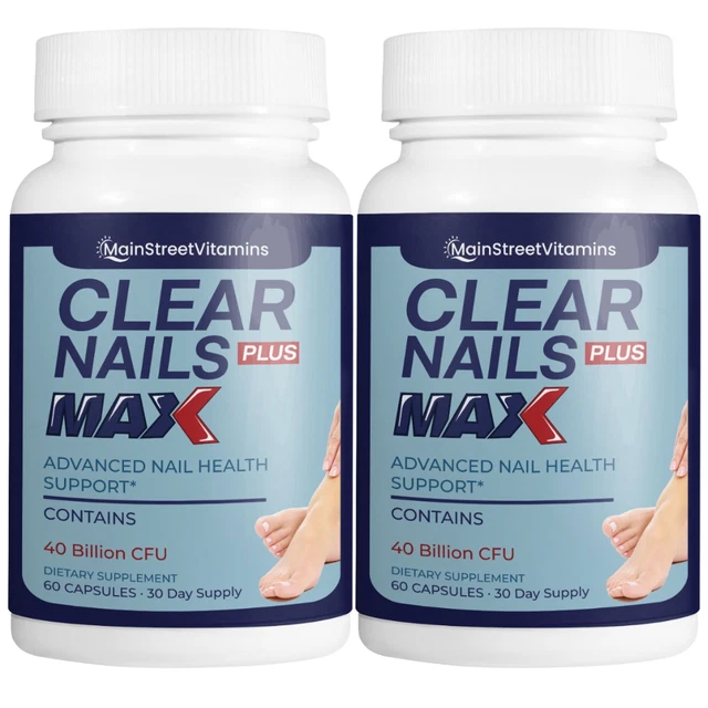 CLEAR NAILS PLUS Max 40 Billion CFU Toe Finger Nail Fungus Supplement 2 ...