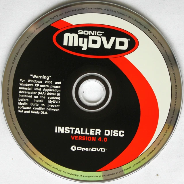 RETRO-PC: SONIC MYDVD Installer Disc Version 4.0 von 2003 EUR 1,00 ...