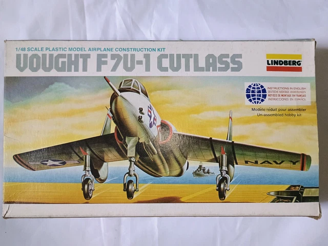 LINDBERG VOUGHT F7U-1 Cutlass Twin Jet Fighter Model Kit 1:48 Scale £27 ...
