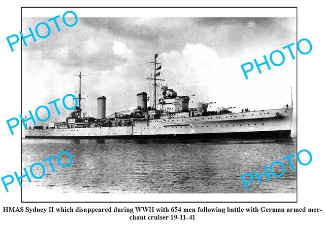 OLD LARGE PHOTO ROYAL AUSTRALIAN NAVY HMAS SYDNEY II c1941 $7.65 ...