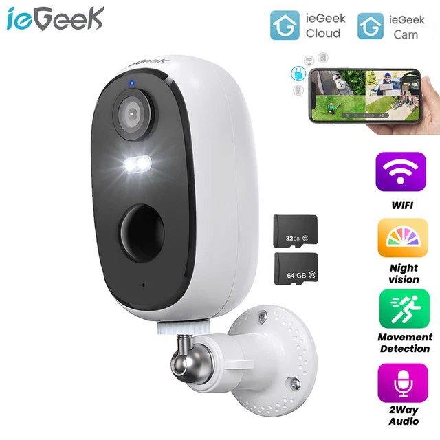 IEGEEK 2K CCTV Outdoor Security Camera WiFi Battery Powered Energy ...