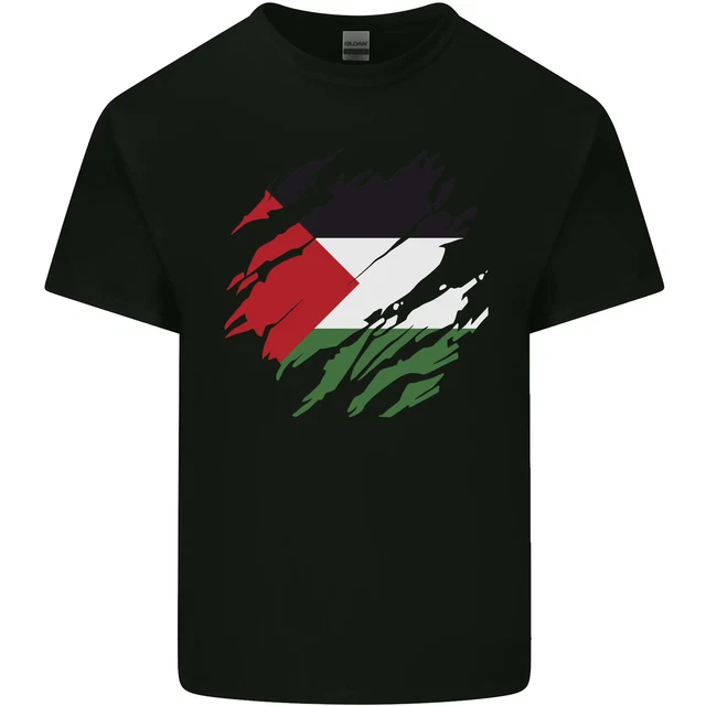 TORN PALESTINE FLAG Palestinian Day Football Mens Cotton T-Shirt Tee ...