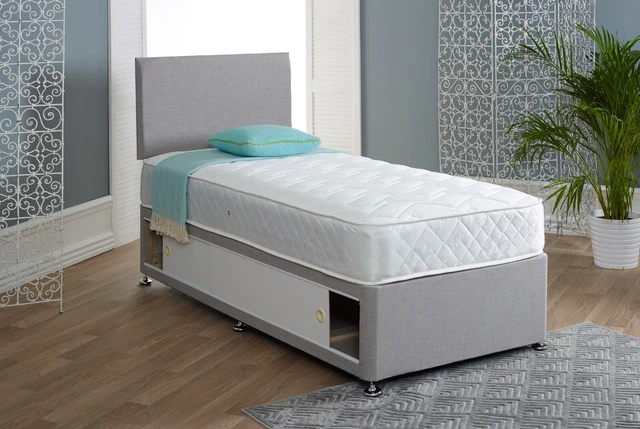 2FT6 X 5FT9 Short small single bed. Base with sliding door storage ...