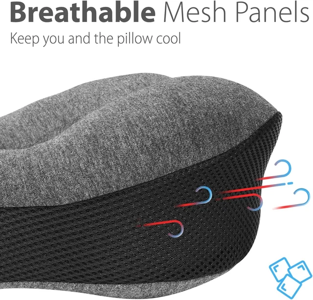 TRAVEL NECK PILLOW with Earplugs, Soft and Comfortable Memory Foam Neck ...