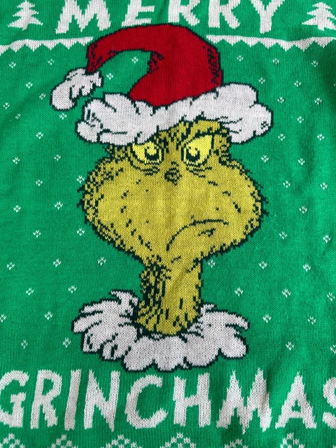 THE GRINCH MERRY Grinchmas Red and Green Christmas Holiday Sweater Size ...