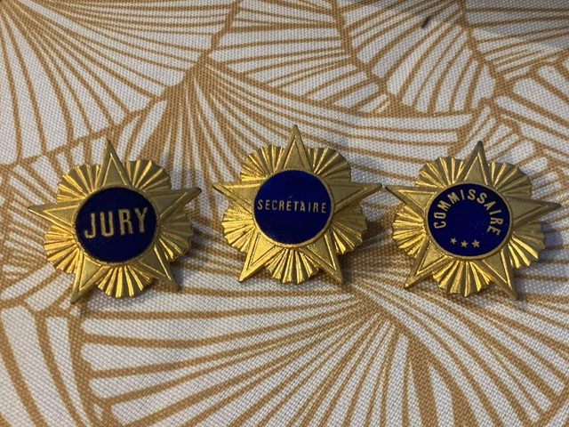 LOT DE 3 badges, insignes, broches JURY, SECRETAIRE, COMMISSAIRE EUR 12 ...