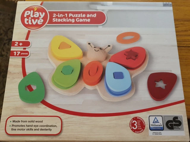 PLAYTIVE JUNIOR 2-IN-1 Puzzle And Stacking Game - Butterfly £10.77 ...