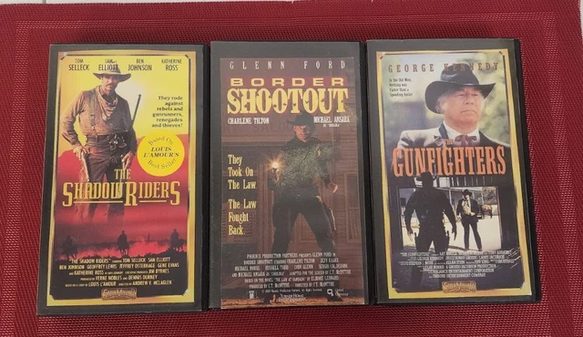 LOT OF 3 WESTERNS on VHS Gunfighters Border Shootout Shadow Riders $12. ...