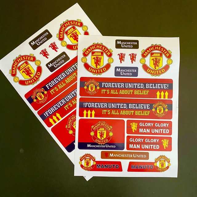 MANCHESTER UNITED SOCCER football Team Logo stickers sheet car laptop ...