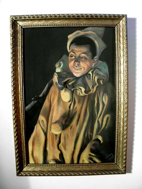 FEINES ANTIKES PIERROT Gemälde - Kreidezeichnung undeutl. signiert 1921 EUR 780,00 - PicClick DE