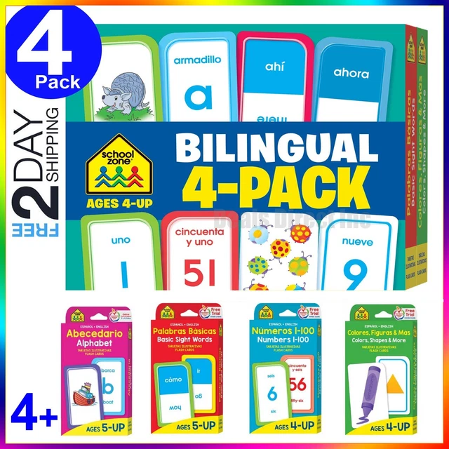 SPANISH ENGLISH FLASH Cards Bilingual Vocabulary Phrases Numbers for ...
