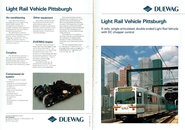 DUEWAG DATA SHEET of '90, Light Rail Vehicle Pittsburgh, PAT ...
