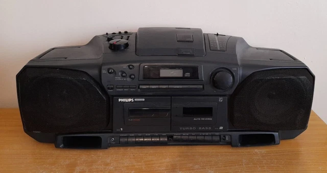 PHILIPS TURBO BASS AZ8304 Portable AM/FM Radio CD Player Cassette ...