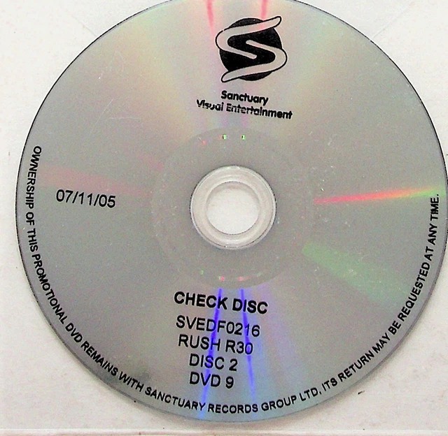 RUSH- R30 LIVE/RARITIES 30th Anniversary World Tour DVD DISC 2 PROMO ...