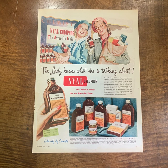 VINTAGE 1950'S 'NYAL CREOPHOS' CHEMIST HEALTH MAGAZINE ADVERTISEMENT ...