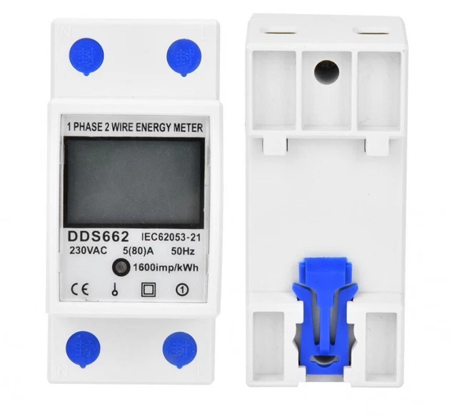LCD DIGITAL/ELECTRICITY METER AC Meter DIN Rail KWh Counter Wattmeter ...