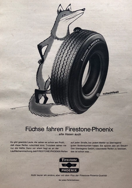 FIRESTONE PHOENIX ADVERTISING / Advertising 1966 "Foxes Drive Firestone ...