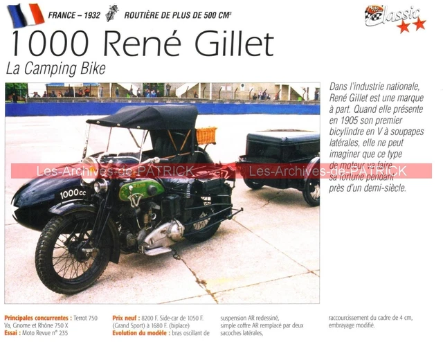 RENÉ GILLET 1000 L 1932 Fiche Moto 000229 EUR 9,99 - PicClick FR