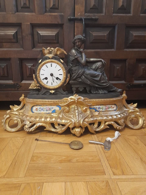 PENDULE HORLOGE Ancienne Napoléon 3 Bronze Regule 1850 EUR 260,00 ...