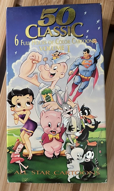 50 CLASSIC ALL Star Cartoons Volume 1 VHS 6 Hours Popeye-Casper-Little ...