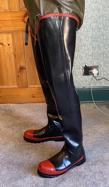 SUPERB IMMACULATE CENTURY 3000 Heavy Rubber Waders Size 10/44 Fetish ...