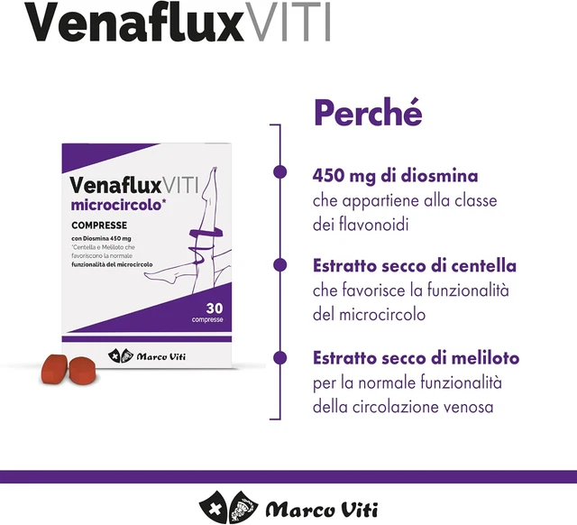 VENAFLUX VITI - Compresse, Integratore per La Circolazione, Con ...