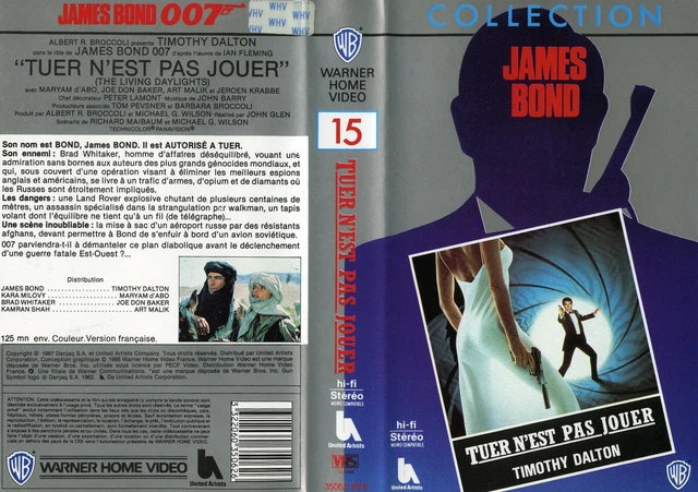 VHS-JAMES BOND 007-TUER N Est Pas Jouer-15-Warner-Rare-1987-Premiere Edition EUR 8,50 - PicClick FR