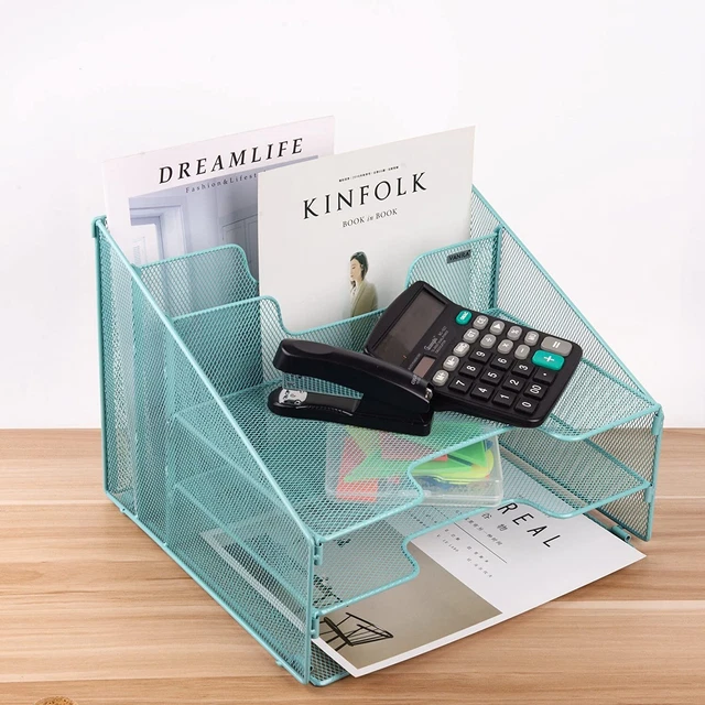 VANRA METAL MESH Desktop File Sorter Organizer Desk Tray with 3 Letter ...